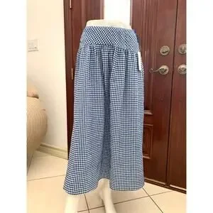 Uniqlo | Skirts | Uniqlo Seersucker Volume Skirt In Gingham Blue | Poshmark